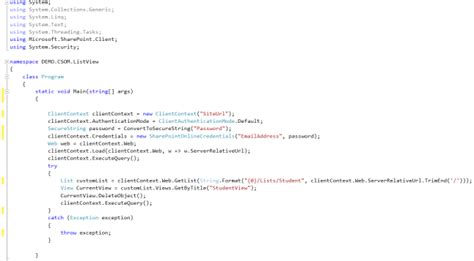 Office365 Sharepoint Create Retrieve Update Or Delete List Views Using Csom On
