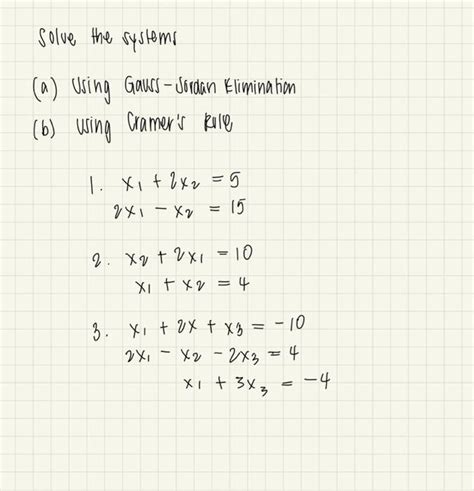 solved solve the systems a using gauss jordan elimination