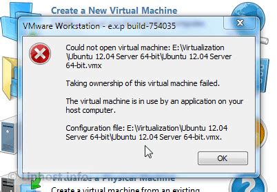 VMware Taking Ownership Of This Virtual Machine Failed