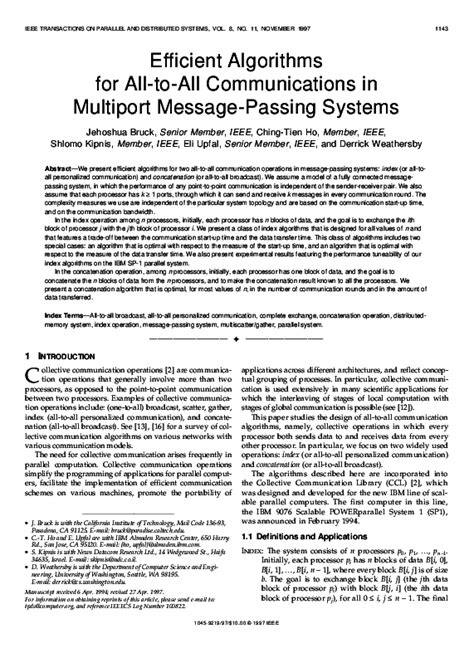 Pdf Efficient Algorithms For All To All Communications In Multiport