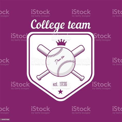 빈티지 백색과 야구공 선수권대회 로고 또는 배지 평편 스타일 디자인 터치아웃에 대한 스톡 벡터 아트 및 기타 이미지 터치아웃 형판 Championship Istock