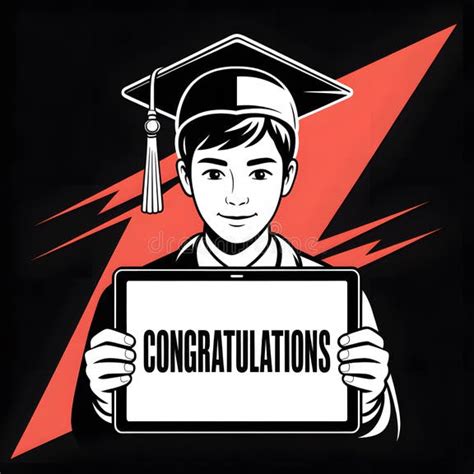A Vector Of A Graduating Student Holding A Tablet With Congratulations