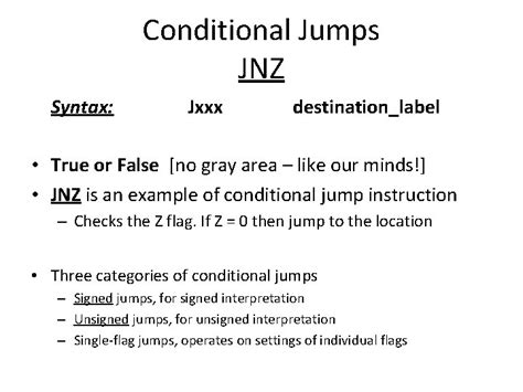 Assembly Language For Intel 8086 Jump Condition Ch