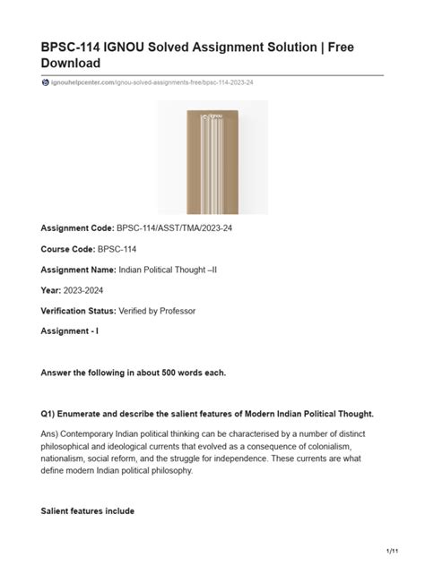 Psc 114 Ignou Solved Assignment Solution Pdf Swami Vivekananda