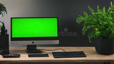 Modern Home Office Workstation With Green Screen Computer Stock Video Video Of Mouse