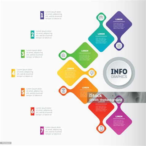 비즈니스 프레 젠 테이 션 또는 Infographic 7 옵션입니다 7 단계 기술 또는 교육 과정의 벡터 Infographics 또는 마음 지도 차트 Mindmap 또는