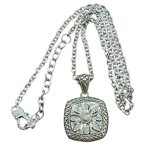 18 Karat Gold And Sterling Silver Pendant With Chain Necklace By