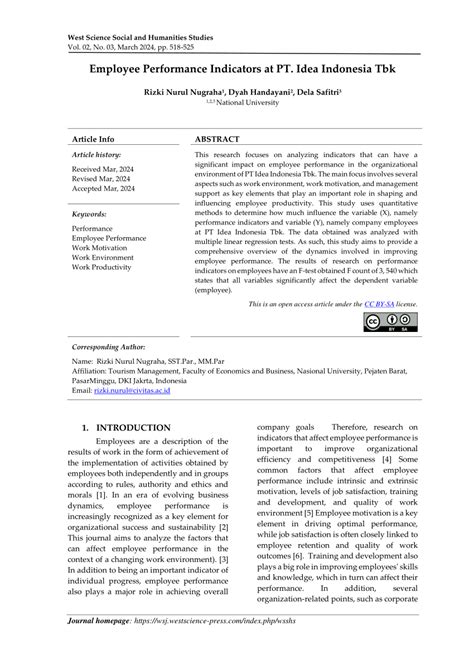 PDF Employee Performance Indicators At PT Idea Indonesia Tbk