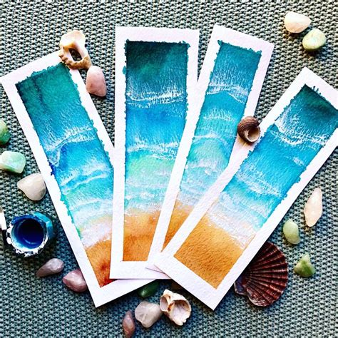 Beach Inspired Watercolor Bookmarks