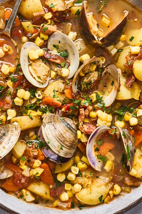 Manhattan Style Clam And Corn Chowder Olive And Mango
