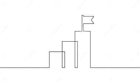 Continuous Line Drawing Of Graph Icon Business Stock Vector