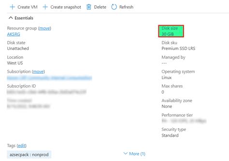 Containers Azure Kubernetes Service Increase Windows Disk Space