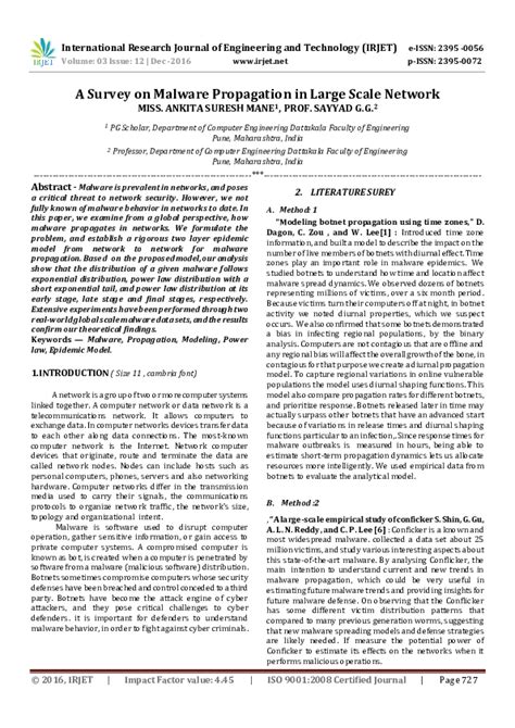 Pdf A Survey On Malware Propagation In Large Scale Network