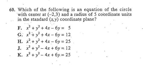 How Do U Do This Kind Of Equation For A Circle Problem Because I Am Used To The Other Equation