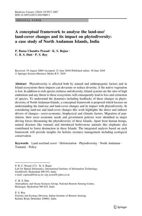 PDF A Conceptual Framework To Analyse The Land Use Land Cover Changes And Its Impact On