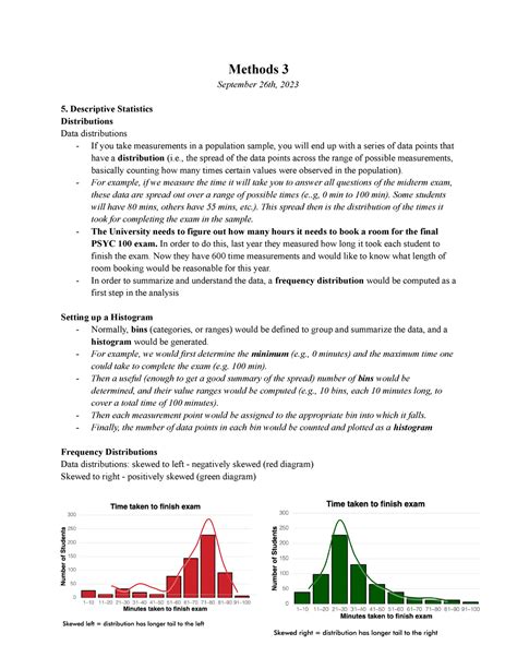PSYC 100 Sept 26 Methods 3 Methods 3 September 26th 2023 5 Descriptive Statistics Studocu