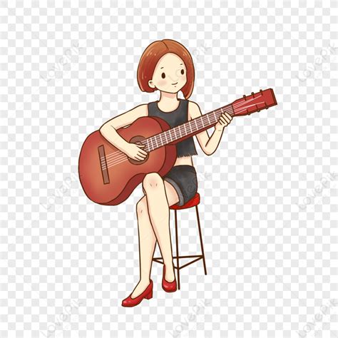 기타를 연주하는 소녀 Png 일러스트 무료 다운로드 Lovepik
