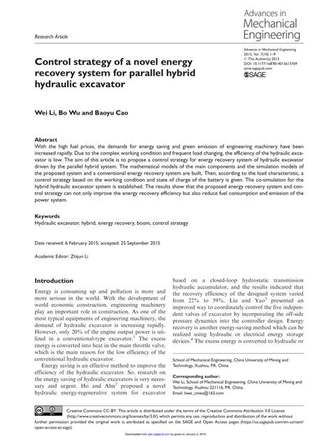 pdf control strategy of a novel energy recovery system for parallel