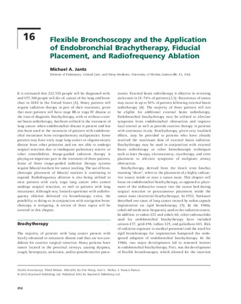 Pdf Flexible Bronchoscopy And The Application Of Endobronchial Brachytherapy Fiducial