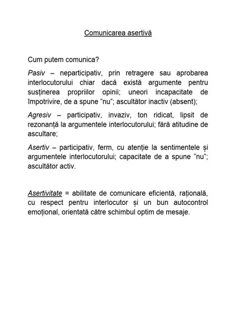 Comunicarea Asertiva Pdf