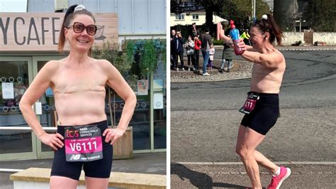 Mum Praised For Running Virtual London Marathon Topless To Raise