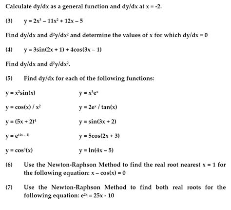 solved calculate dy dx as a general function and dy dx at x