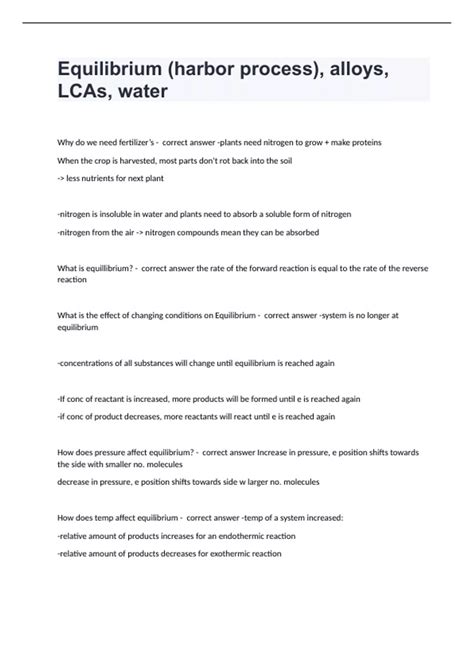 Equilibrium Habor Process Alloys Lcas Water Questions With Verified Solutions Lcas