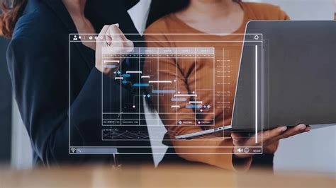 Project Manager Working With Gantt Chart Schedule To Plan Tasks And