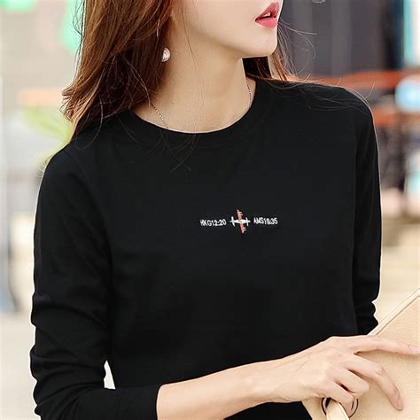 春秋纯棉长袖t恤女大码宽松奶奶上衣老人中年妈妈全棉打底衫体恤虎窝淘