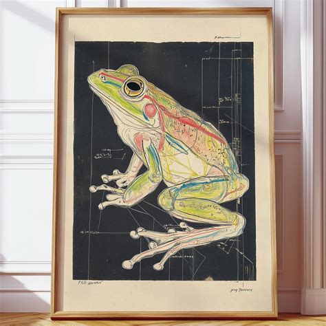Hand Drawn Frog Anatomy Poster Retro Scientific Illustration Biology
