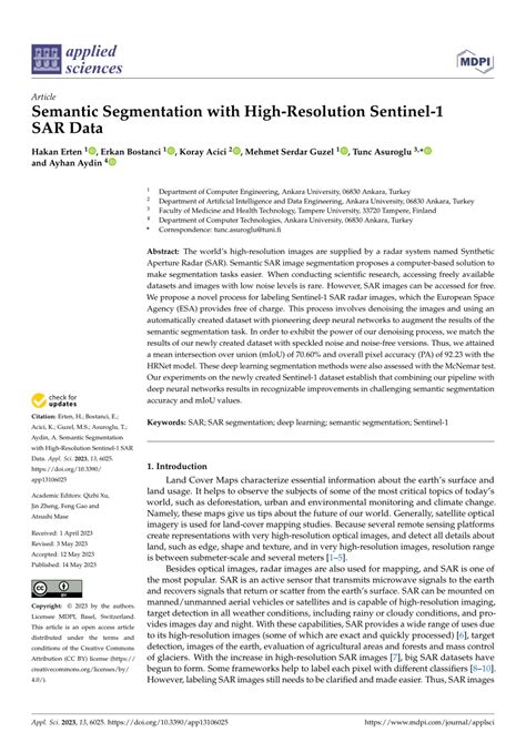 Pdf Semantic Segmentation With High Resolution Sentinel 1 Sar Data
