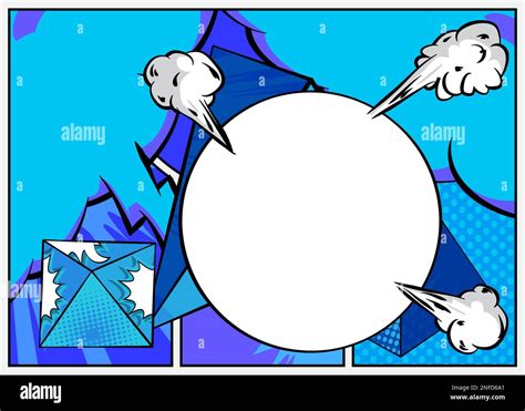Blank Circle Shape On Blue Cartoon Vector Comic Book Background Pop