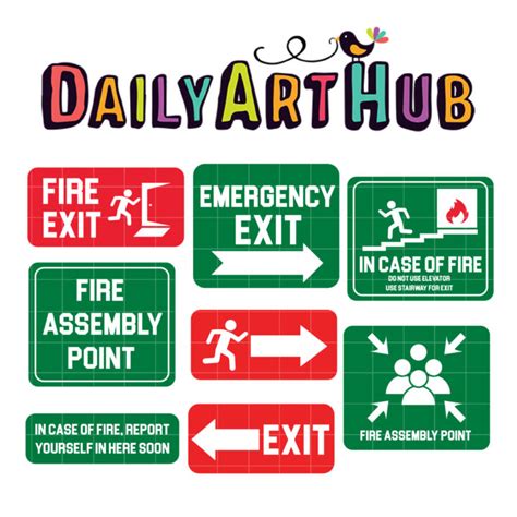 Emergency Exit Signs Clip Art Set Daily Art Hub Graphics Alphabets SVG