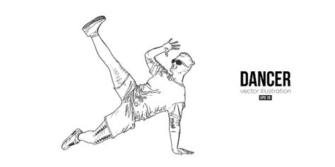 젊은 힙합 댄서의 추상적인 실루엣 흰색 배경에 고립된 브레이크 댄스 남자 벡터 그림 3차원 형태에 대한 스톡 벡터 아트 및 기타 이미지 3차원 형태 건강한 생활방식