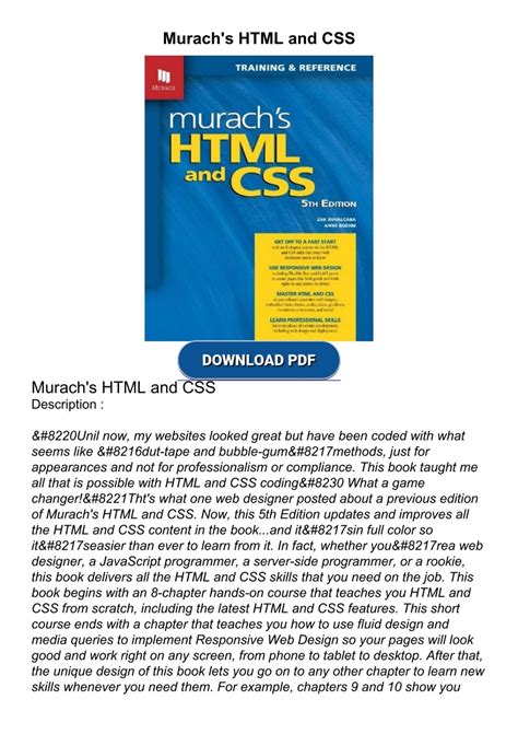PDF Murach S HTML And CSS Read Pdf