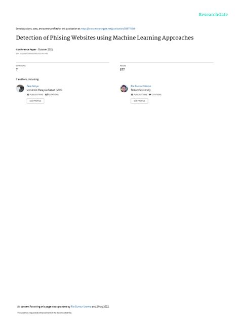 Detection Of Phising Websites Using Machine Learning Approaches Pdf