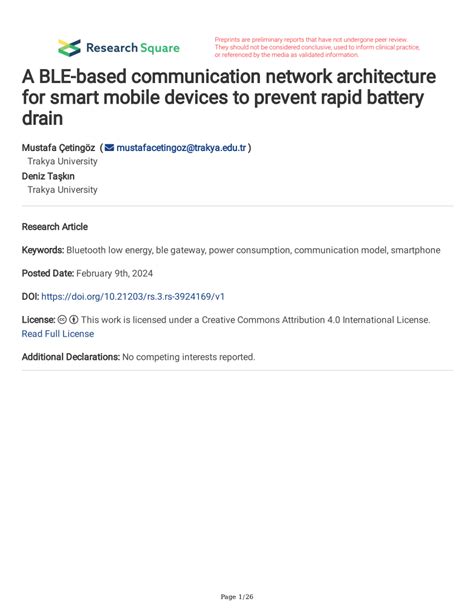 Pdf A Ble Based Communication Network Architecture For Smart Mobile