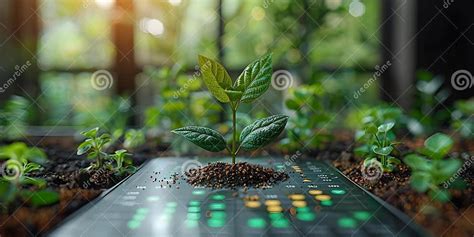 Closeup Of Smartphone Screen Showing Carbon Footprint Tracking App With Green Investments In