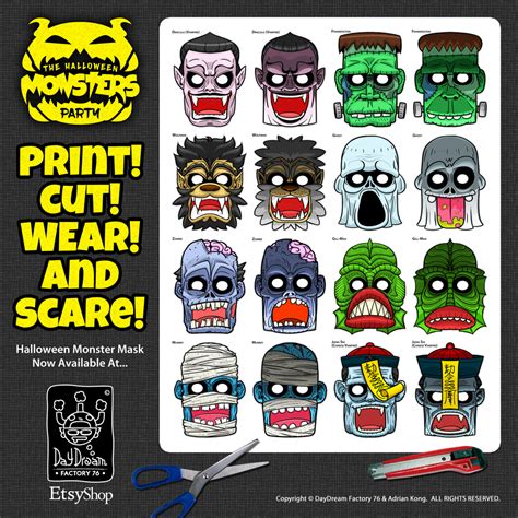 Daydreamfactory76 Etsy Monster Mask Halloween Monster Monster Party