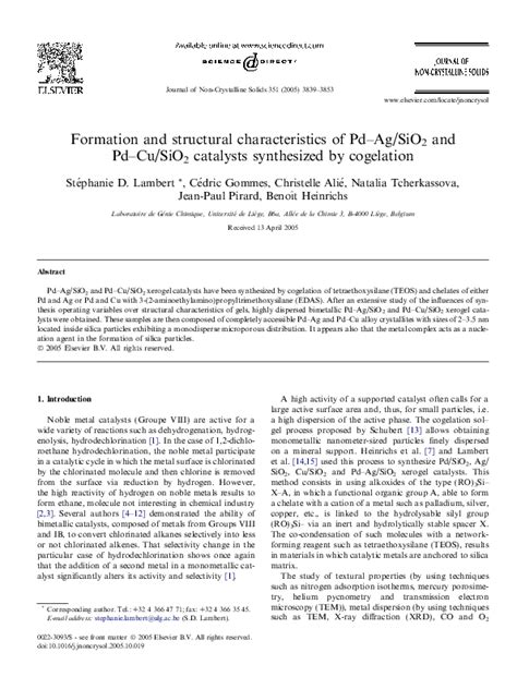 Pdf Formation And Structural Characteristics Of Pdagsio2 And Pdcu