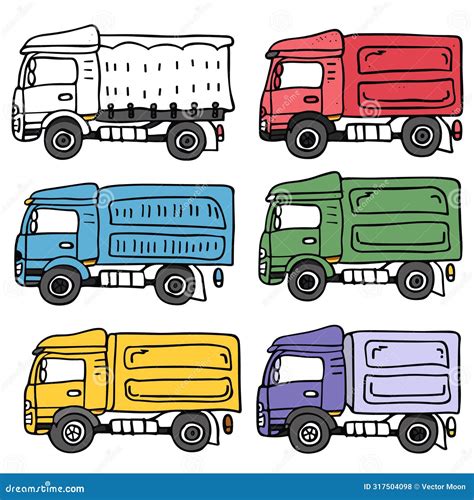 Colorful Cartoon Trucks Collection Various Colors Delivery Vehicles