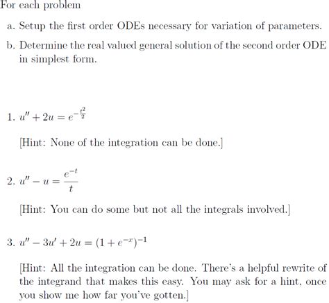 Solved For Each Problem A Setup The First Order Odes