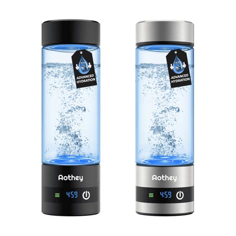 Two Hydrogen Water Bottles Black Silver Upgraded Portable Hydrogen
