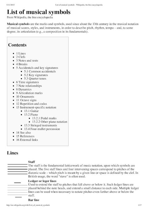 Pdf List Of Musical Symbols Wikipedia The Free Encyclopedia Dokumen Tips