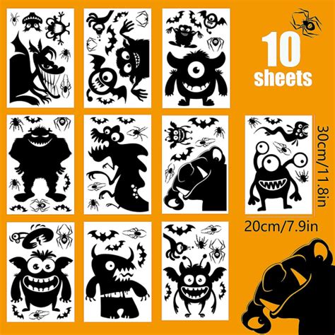Halloween Stort Fönsterdekoration Clings Monster Silhouette Halloween