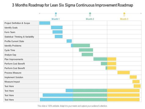 3 Months Roadmap For Lean Six Sigma Continuous Improvement Roadmap