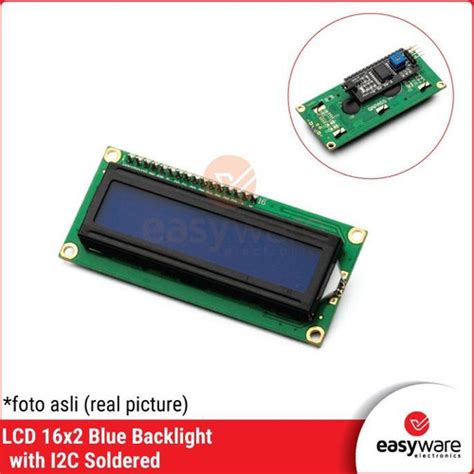 Jual Lcd 16x2 Biru Dengan I2c Serial Soldered Lcd 1602a Blue I2c Serial