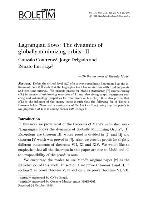 pdf lagrangian flows the dynamics of globally minimizing orbits ii