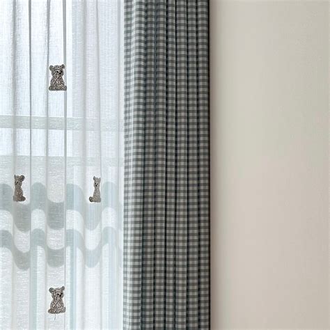 사라코지 디자인커튼•블라인드 브랜드 ʟᴏᴄᴀᴛɪᴏɴ 마곡 아이방 ᴄᴜʀᴛᴀɪɴ ️겉커튼 뉴트럴체크 • 민트 ️속커튼 키즈베어 • 화이트 🔖