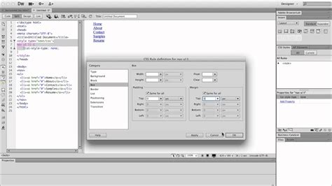 Insert A Horizontal Navigation Bar In Dreamweaver Youtube